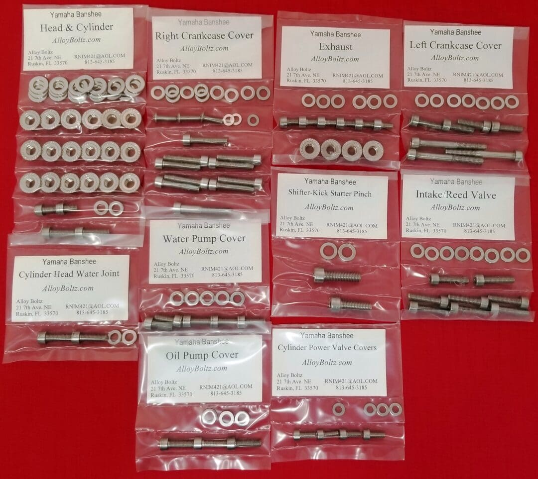 Yamaha YFZ350 Banshee Polished Stainless Engine Only Bolt Kit | Alloy Boltz